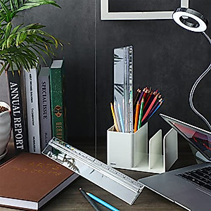 4 Pieces Magnifying Ruler 12 Inch Clear Ruler Plastic Data Processing Metric Scale Ruler Transparent Rulers for Reading Drawing Drafting