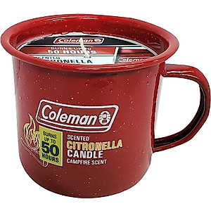 Coleman Scented Outdoor Citronella Candle in Tin Mug, Campfire Scented Rustic Outdoor Camping Candle, Up to 50h Burn Time