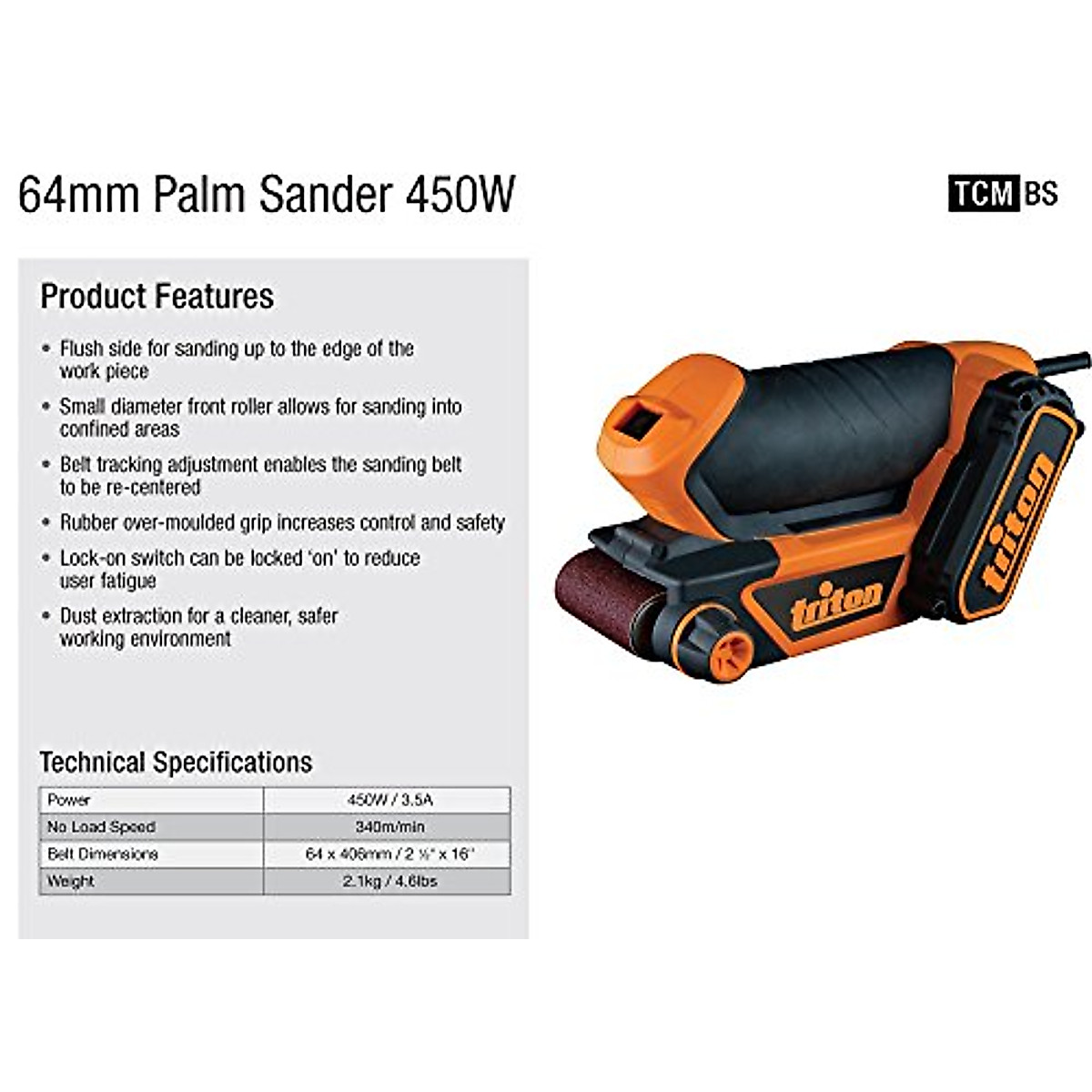 Triton TCMBS Palm Sander, Orange