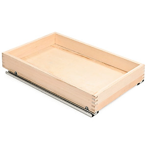 Mulush Pull Out Cabinet Drawer Organizer Tray, Slide Out Wood Kitchen Shelves, 14”W x 21”D, Requires At Least a 15.5” Cabinet Opening, Unfinished Wood