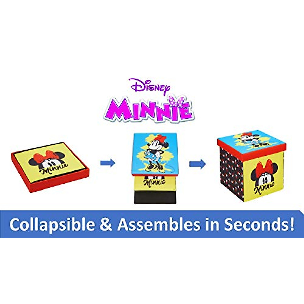 Disney Minnie Mouse Storage Ottoman, 15” Toy Box