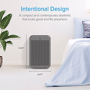 Lago Air Purifier for Home with True HEPA Odor-Reducing Carbon 3-Stage Filters Up to 322 sq ft - Silent, Multiple Purification Speeds - Reduces Pet Dander, Pollen, Smoke, Dust (Gray)