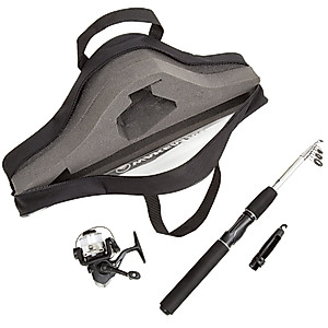 Fiberglass Fishing Rod - Portable Telescopic Pole with Size 20 Spinning Reel - Fishing Gear for Ponds, Lakes, and Rivers by Wakeman (Black)