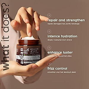 Artnaturals Argan Hair Mask Conditioner - (8 Oz/226g) - Deep Conditioning Treatment - Organic Jojoba Oil, Aloe Vera & Keratin - Repair Dry, Damaged, Color Treated, Natural Hair Growth - Sulfate Free
