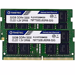Timetec Hynix IC 64GB KIT(2x32GB) DDR4 3200MHz PC4-25600 Unbuffered ECC UDIMM 1.2V CL22 2Rx8 Dual Rank 260 Pin SODIMM Memory RAM Module Upgrade (64GB KIT(2x32GB))