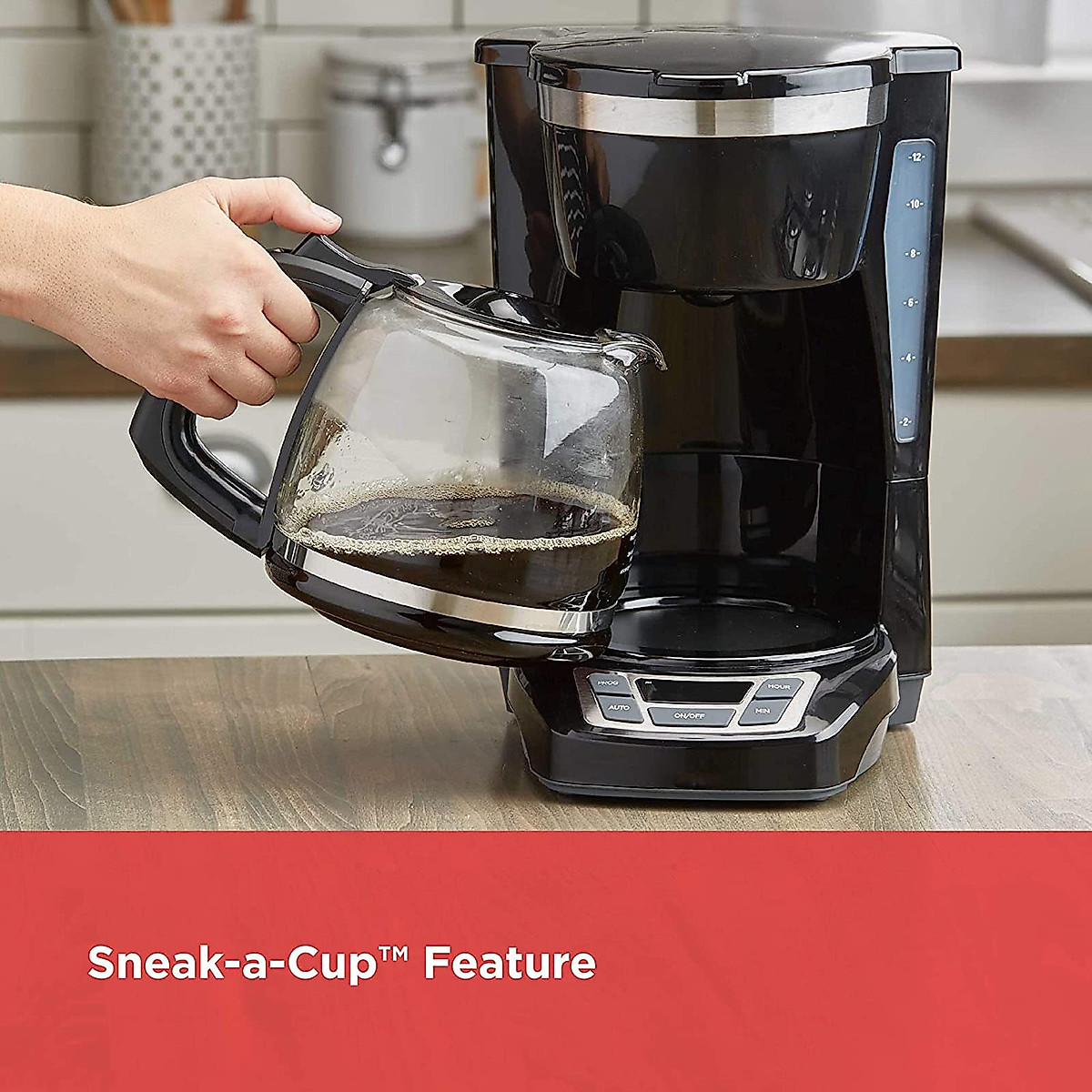 Nozaya 12-Cup Countertop Coffee Maker - Programmable Coffee Machines, Easy to Use & Clean(Black)