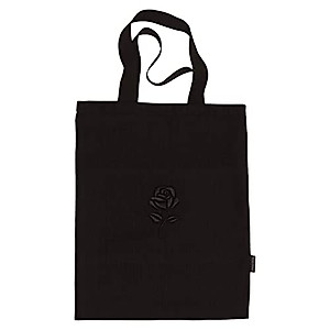 Black Linen Tote Bag, Embroidered Linen Tote Bag, Double Layer Linen Tote Bag (40x50cm (15.7x19.6"), Black Rose Embroidery)