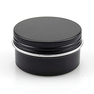 Foraineam 60 Pack 1 oz. Aluminum Round Lip Balm Tin Container Bottle with Screw Lid - Black Empty Tins for Salve, Powder, Spice, or Candies
