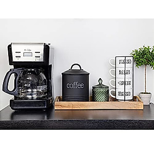 AuldHome Enamelware Black Coffee Canister; Modern Farmhouse Style Coffee Storage for Kitchen