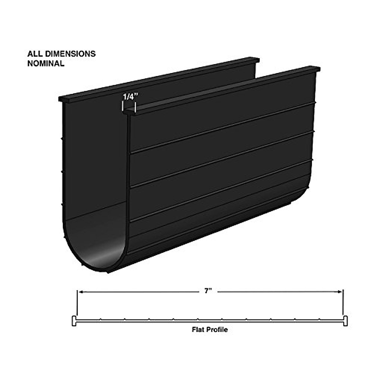 Miller Edge LS-0107-20 Bottom Loop Seal/Weather Seal for Doors, 7 Inch, 20 Foot Spool, Black