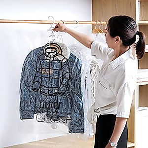 NEWDEZHI Hanging Vacuum Storage Bags, 2023 New Hanging Space Saver Bags, Outer Bags for Coats, Reusable Vacuum Seal Bags for Clothes with Pump (5pcs,L)