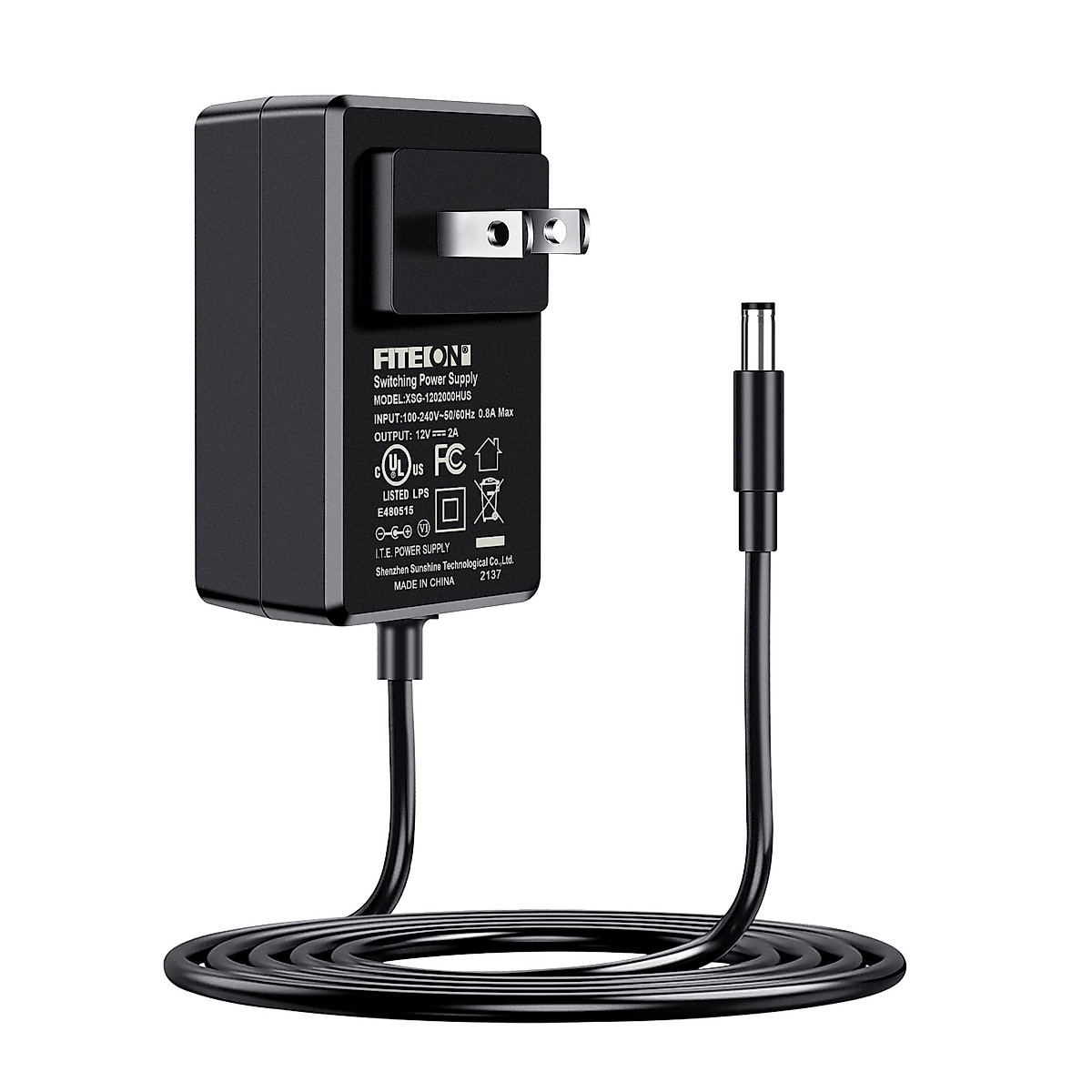 FITE ON UL Listed 12 Volt AC/DC Adapter for Pulse Performance GRT-11 80 Watt Electric Scooter Charger