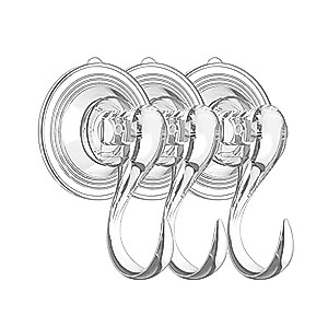 Suction Cup Hooks for Wreaths, Large Clear Reusable Heavy Duty Suction Cup Hooks with Wipes 22 LB Strong Window Glass Suction Hooks Wreath Holder for Front Door, Shower, Wall Decorations - 3 Packs