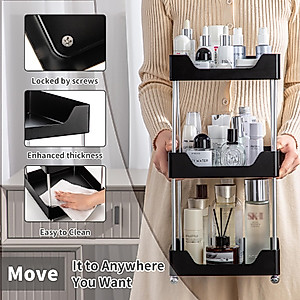 Dobbyby Bathroom Countertop Organizer 3 Tier Stainless Steel Vanity Shelves, Perfume Shelf Organizer, Makeup Cosmetics Counter Organizer and Skincare Storage for Dresser(3 Tier-Square-Black)