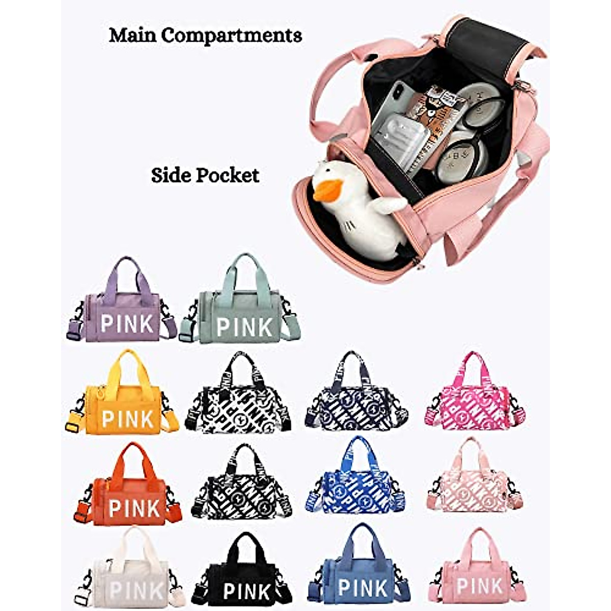 Aesthetic Mini Crossbody Bag, Cute Duffle Bag with Handle, Travel Tote for Short Trips