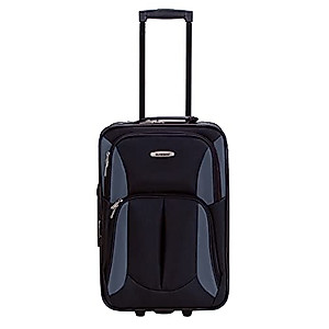 Rockland Fashion Softside Upright Luggage Set, Black/Gray, 2-Piece (14/19)