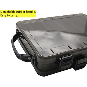 Double-Sided Fishing Lure Hook Tackle Box Visible Hard Plastic Clear Fishing Lure Bait Squid Jig Minnows Hooks Accessory Storage Case Container (Orange-10Slots)