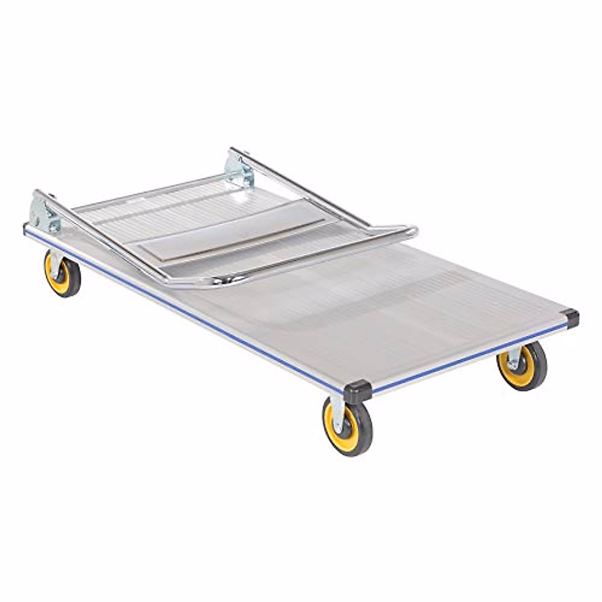 Vestil AFT-48-NM Aluminum Folding Platform Truck with Single Handle and 5" Non-Marking Polyurethane Casters, 600 lbs Capacity, 48" Length x 24" Width x 8-3/8" Height
