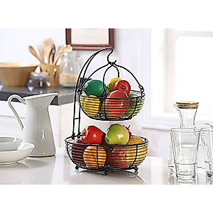 SunnyPoint Black Multifunction 2-tier Basket with Banana Hook