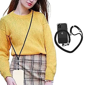 HOTEMIA Crossbody Lanyard with Adjustable Nylon Neck Strap,Compatible with Most Cell Phones (Black 1 PACK)