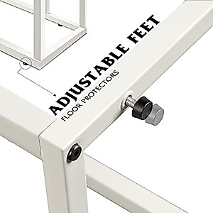 WLIVE Side Table, C Shaped End Table for Couch, Sofa and Bed, Large Desktop C Table for Living Room, Bedroom, Creamy White and Black