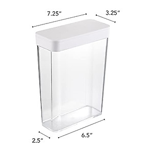 Yamazaki Home Airtight Dry Container with Sliding Lid | Kitchen & Pantry Organization | Cereal, Grains, Pasta, and Flour | Plastic | Food Storage, One Size, White