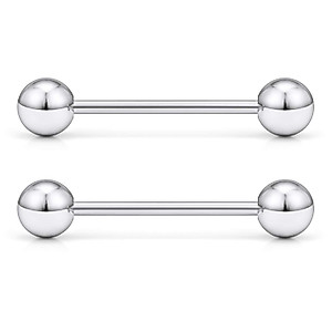 Yaalozei 16G Nipple Tongue Rings Piercing Jewelry for Women 16 Gauge Stainless Surgical Steel Straight Long Short Nipple Tongue Rings Barbell Bar Nipple Piercing Jewelry for Men 12mm 14mm 16mm Silver