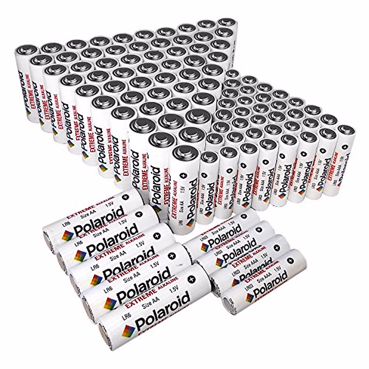 Polaroid Extreme Bulk Combo 60-Pack AA and 40-Pack AAA Alkaline Batteries Assorted Variety Pack (100-Pack)
