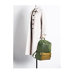 Daiblueland Casual Daypack Backpack For Women Unisex Large Lightweight Travel Rucksack With Leather Pockets(Army Green) (BACK-001)