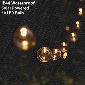 ZHONGXIN Solar String Lights Outdoor Globe, 38.6FT G40 Solar Patio String Lights Waterproof with 50 Warm White LED Plastic Bulbs, Great for Home Garden Backyard Gazebo Christmas Wedding Party Décor