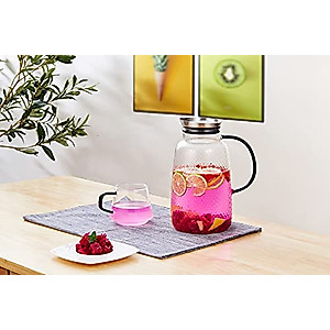 Purefold 80 ounces “Pineapple Series” Glass Pitcher with Stainless Steel Lid, Hot and Cold Water Carafe, Fruit Tea Coffee Maker, Ice Tea Pitcher, Juice Jar