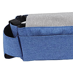 Baby Stroller Bag, Baby Stroller Accessories Bag Reusable Oxford Cloth Stylish Portable Large Capacity for All Strollers(Blue Gray)
