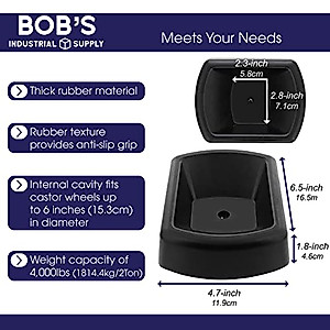 BISupply Trailer Wheel Chock for up to 6in Caster Wheel - 1pc Rubber Boat and RV Jack Block Jockey Trailer Wheel Dock