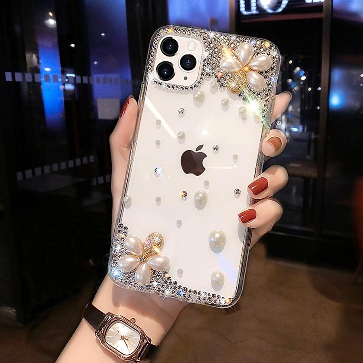 redecarie for Galaxy S9 Plus Bling Diamond Rhinestone Case,Women Girls Cute 3D Glitter Shiny Sparkle Protective Floral Phone Case for Samsung Galaxy S9 Plus