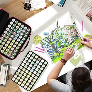 ARTDOT 120 Slots Storage Container for Diamond Art Kits for Adults,Portable Bead Storage Boxes for Diamond Painting Accessories and Tools(Pink)