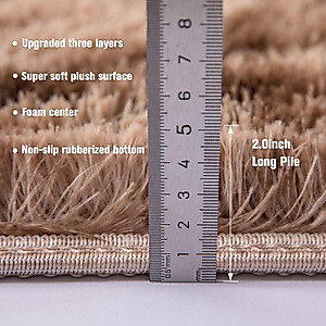 chunsemeiju Fluffy Soft Tie-Dye Bedroom Rug, 5x7 Feet Tie-Dyed Large Shag Rugs for Living Room, Modern Shaggy Fuzzy High Pile Area Rug Home Decor (Tiedye Brown, 5'x7')