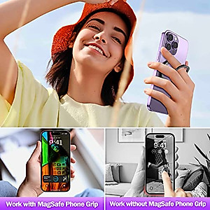 MagSafe Phone Grip, MagSafe Ring Holder Adjustable Kickstand Removable Magnetic Grip Compatible with Wireless Charging Only for iPhone 14 & 13 & 12 Series (Black)