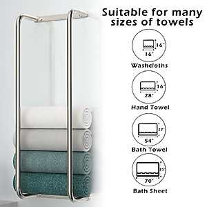 Rxvotocr Stainless Steel Wall-Mounted Bathroom Towel Rack and Organizer for Rolled Towels, Ideal for Modern Small Bathrooms with Limited Space, Sleek and Chic Sliver Design.