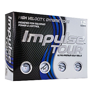 JEF WORLD OF GOLF Impulse Tour 3 Piece Construction Premium Golf Balls, White, 12-Pack