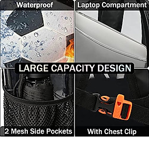 Sport Football Clear Backpack, Fire and Water Soccer Heavy Duty PVC Transparent Backpack See Through Waterproof Backpacks Large Bookbag with Adjustable Shoulder Straps for Work Travel School College