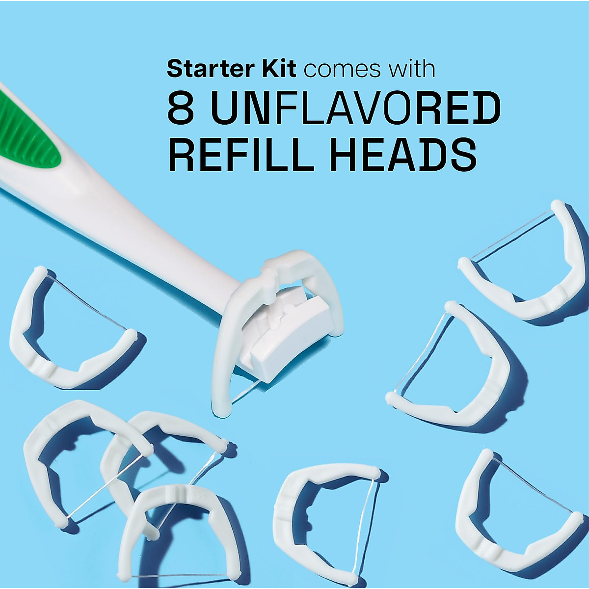 REACH Ultraclean Access Flosser Starter Kit, Unflavored, Plaque Remover for Teeth, for Hard to Reach Areas, Oral Care, PFAS Free, 1 Replaceable Flosser & 8 Refill Heads, 1 Pack