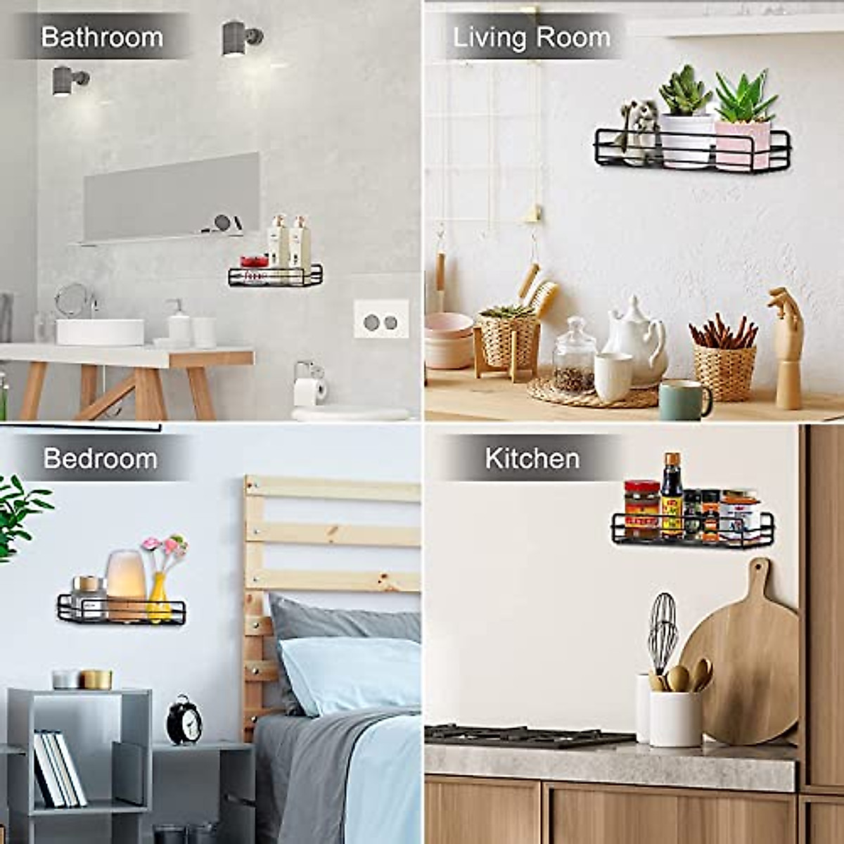 GIVIMO Shower Caddy with Powerful Adhesive No Drilling Shower Shelves Wall Mounted Shower Organizer Black Bathroom Shower Rack Perfect Shower Caddy Shelf for Your Daily Use