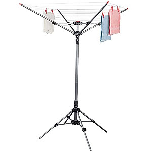 STORAGE MANIAC Outdoor Umbrella Drying Rack, 8 Lines with 82 Feet Drying Space, Steel Frame & Adjustable Height, 4-arm Umbrella Clothesline for Laundry, Collapsible Clothes Drying Rack for Backyard