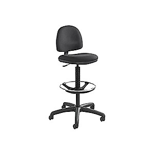 Safco 3401Bl Precision Extended Height Swivel Stool W/Adjustable Footring Black Fabric