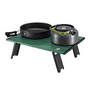 VILLEY Portable Mini Folding Beach Table, Ultralight Aluminum Side Table with Carry Bag for Camping, Picnics, and Outdoor Activities - Green