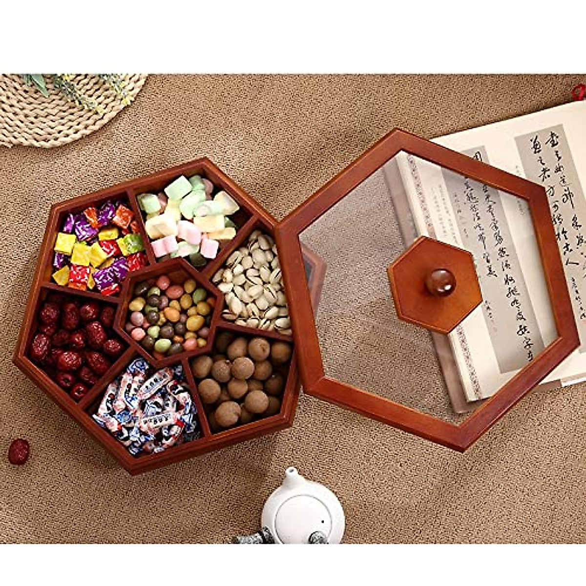 MISS Z Wood Candy Biscuit Storage Box with Lid Home Food Storage Container Boxes Nuts Snacks Fruit Organizer Case Food Jars Set