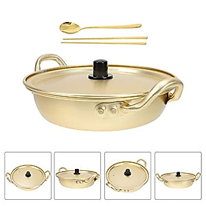 Happyyami 1 Set Ramen Pot Stovetop Korean Ramen Noodle Pot Korean Noodle Pot Korean Ramen Pan Large Pot Soup Pan Hotpot Pots Instant Hot Pot Ramen Cookware Multifunctional Pot Steam Aluminum