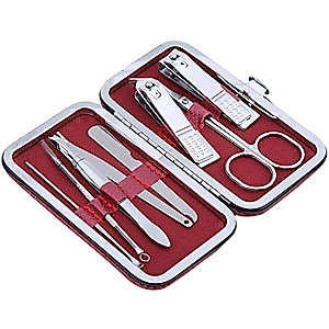 Uouteo Nail Clippers Kits 8 PCS Pink Manicure Pedicure Kit with Travel Case