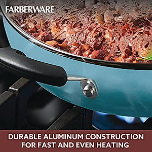 Farberware Smart Control Nonstick Frying/Skillet/Everything Pan with Lid and Side Handles, 11.25 Inch, Aqua