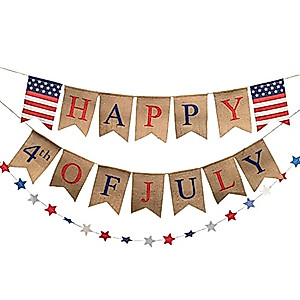 4th of July Banner - Fourth of July Bunting American Banner - July 4th Garland 4th of July Decor - Happy 4th of July Banner Patriotic Garland by Jolly Jon